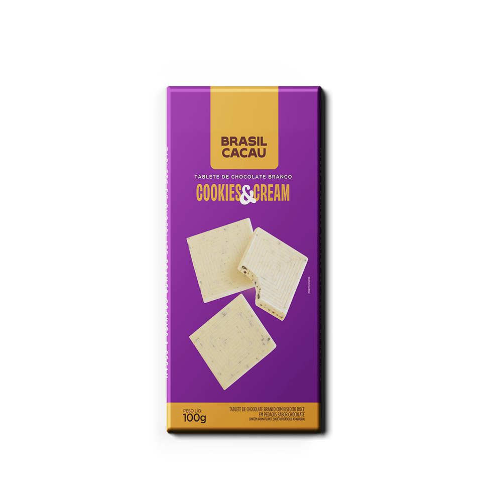 Tablete Branco Cookies And Cream 100g - Brasil Cacau