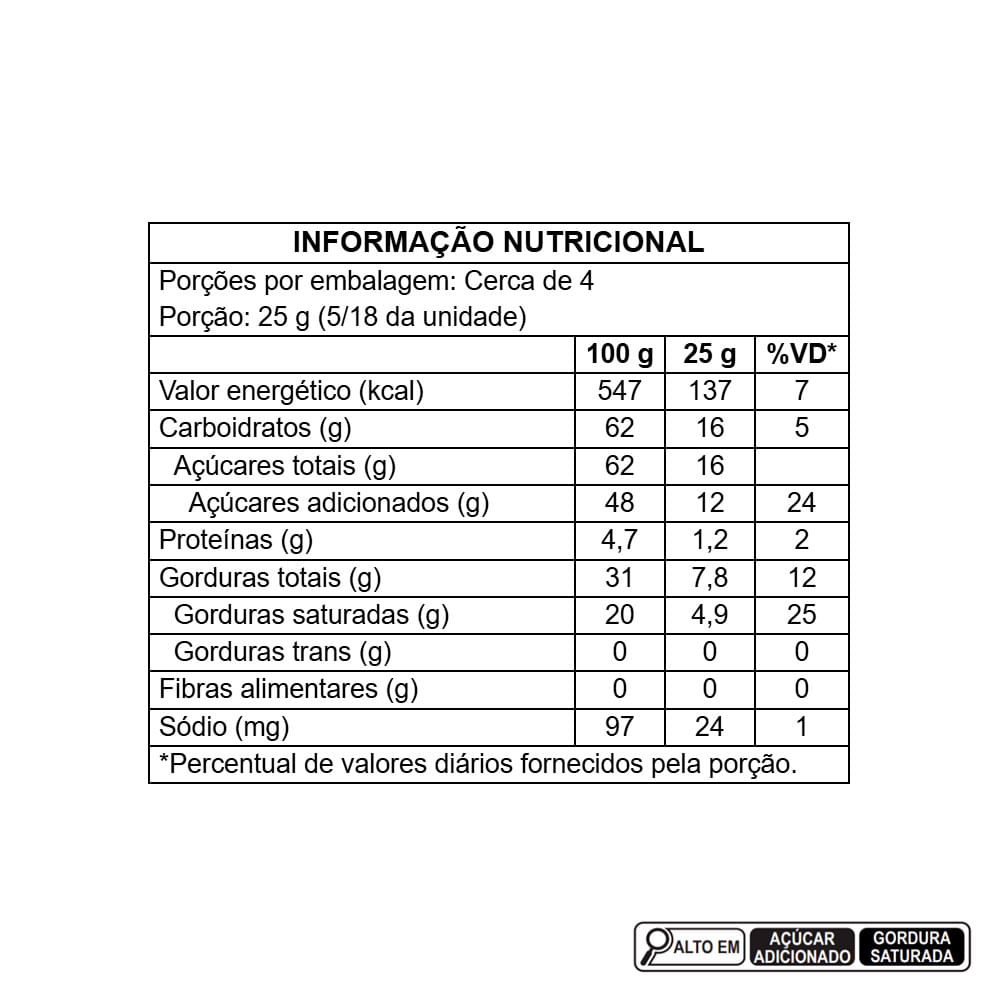 Tablete Chocolate Branco 90g - Brasil Cacau